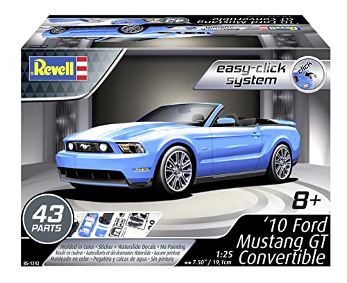 Revell 85-1242 2010 Ford Mustang Model Car Kit 1:25 Scale 43-Piece Skill Level 2 Plastic Easy-Click Model Building Kit, Blue