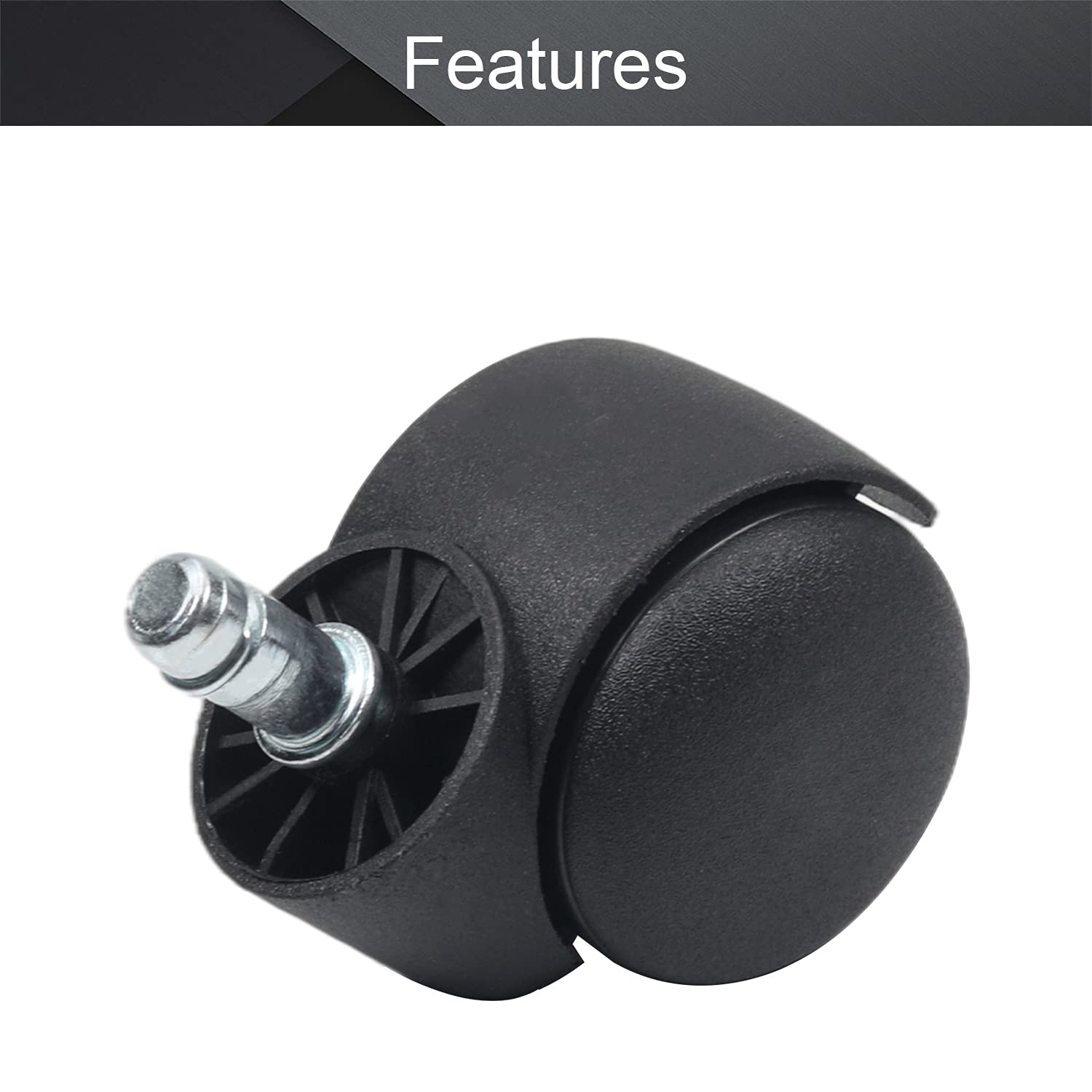 Caster Furniture,Rubbered Trolley Wheels , Castor Wheels,Furniture Casters,Office Chair 2-inch Dia Twin Wheel Nylon 360 Degree Rotatable Swivel Stem Caster 1pcs/2pcs/4pcs