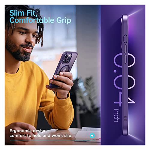 JUESHITUO for iPhone 14 Pro Max Case 𝟐𝟎𝟐𝟯 𝗡𝗘𝗪[Not Yellowing][MiL-Grade Protection][No.1 Strong Magnets]Magnetic Slim Clear Compatible with iPhone 14 Pro Max Protective Case 6.7inch, Deep Purple