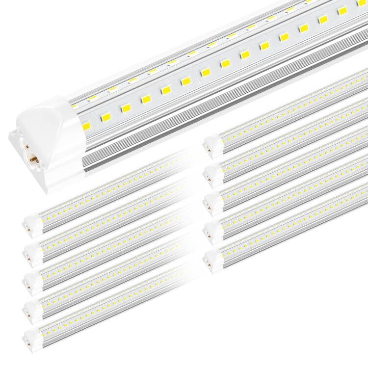 ONLYLUX LED Shop Light, 4ft 36W 5000lm 6500k Shop Lights, 4 Foot Led Light Fixture, T8 Led Tube Lights for Garage, V Shape High Output Linkable (10 Pack)