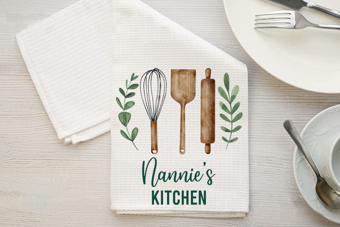 DiandDesignGift Nannie's Kitchen Towel - Tea Towel Kitchen Decor - Nannie's Kitchen Soft and Absorbent Kitchen Tea Towel - Decorations House Towel - Kitchen Dish Towel Nannie's Birthday Gift