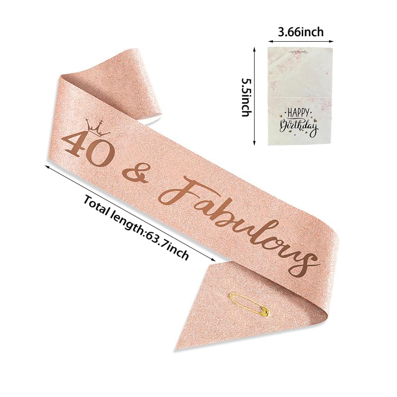 Generic 40th Birthday Sash and Tiara Set, Party Supplies for Her, Decorations, Rose Gold,40th Birthday Gifts for Women, 5.2inch