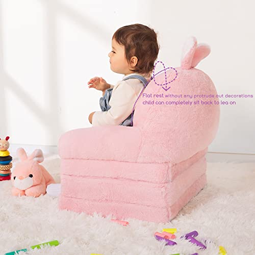 MONKISS Kids Couch Fold Out Soft Toddler Chairs ,Toddler Armrest Chair Bed for Play ,Gift for 0-3 Years