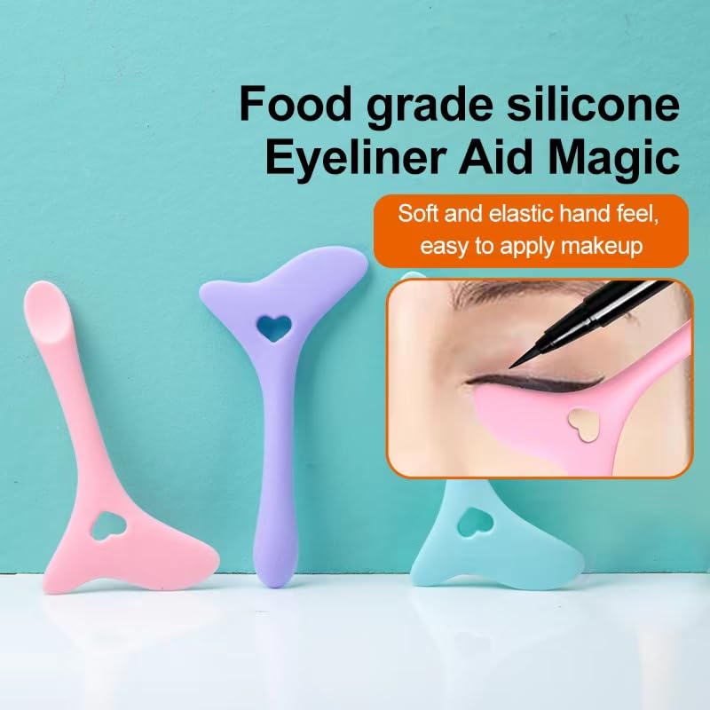 CYOIDAI Eyeliner Stencils, Winged Eyeliner Tool, Mascara Shield, Multifunctional Silicone Eyeshadow Applicators, Perfect for Beginners in Makeup (Purple)