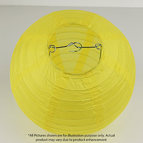 Just Artifacts 8-Inch Lemon Yellow Chinese Japanese Paper Lanterns (Set of 5, Lemon Yellow)