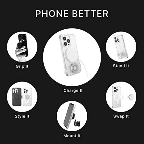 PopSockets iPhone 14 Pro Case with Phone Grip and Slide Compatible with MagSafe, Phone Case for iPhone 14 Pro, Wireless Charging Compatible- Clear