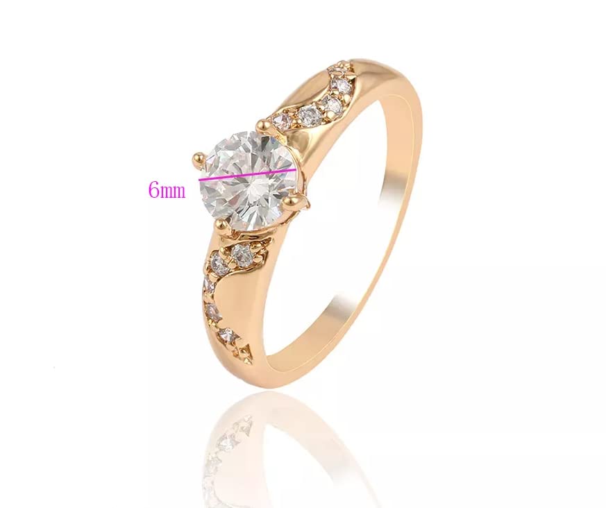 Engagement Diamond Wedding Ring - Cubic Zirconia - 18k Gold Plated Ring (8)