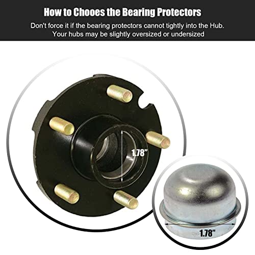 CZC AUTO Wheel Bearing Protectors Chromed 1.78'' with Protective Bras for Trailer Boat, Pair