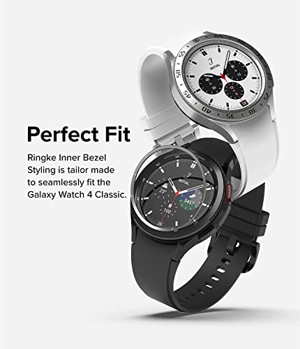 Ringke Inner Bezel Styling Compatible with Samsung Galaxy Watch 4 Classic 42mm, Stainless Steel Anti-Scratch Inner Bezel Ring Protective Cover - 42-IN-03 (ST) Silver