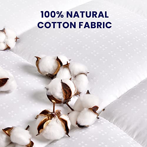 SLEEP ZONE Twin Size Cotton Mattress Pad, Soft Fluffy Cotton Top Mattress Topper, Machine Washable Mattress Protector Cover Fits 8-21 inch Deep Pocket, Twin