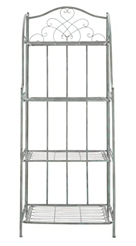 SAFAVIEH Outdoor Collection Amaris Victorian Antique Dark Green Wrought Iron 4-Tier Baker's Rack