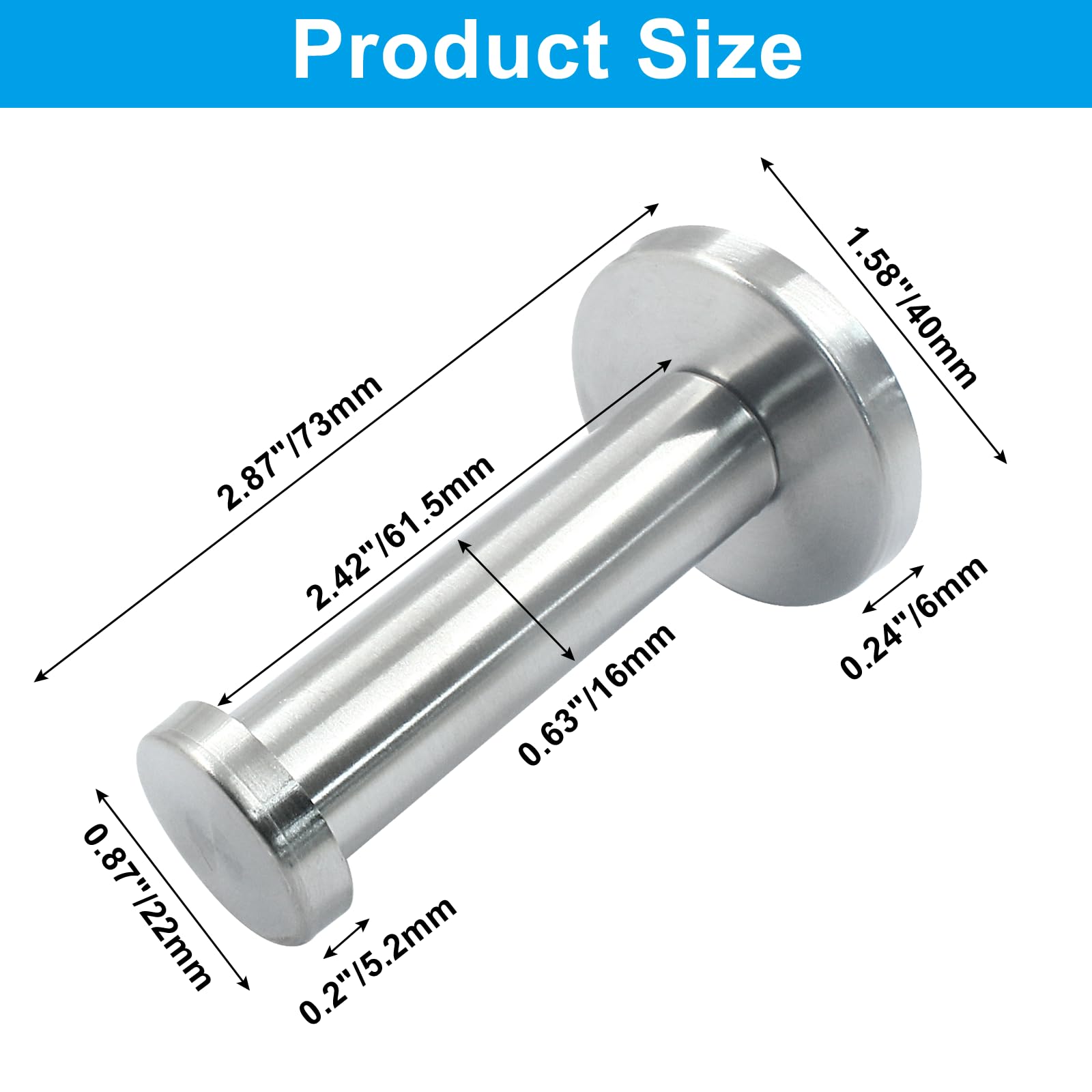 Hitefu 6 Pack Bathroom Towel Hooks - Sturdy Wall Mounted Robe Hook for Heavy Duty Clothes Hanger in Brushed Stainless Steel - Round Coat Hooks for Bathroom Bedroom Kitchen (2 Inch)