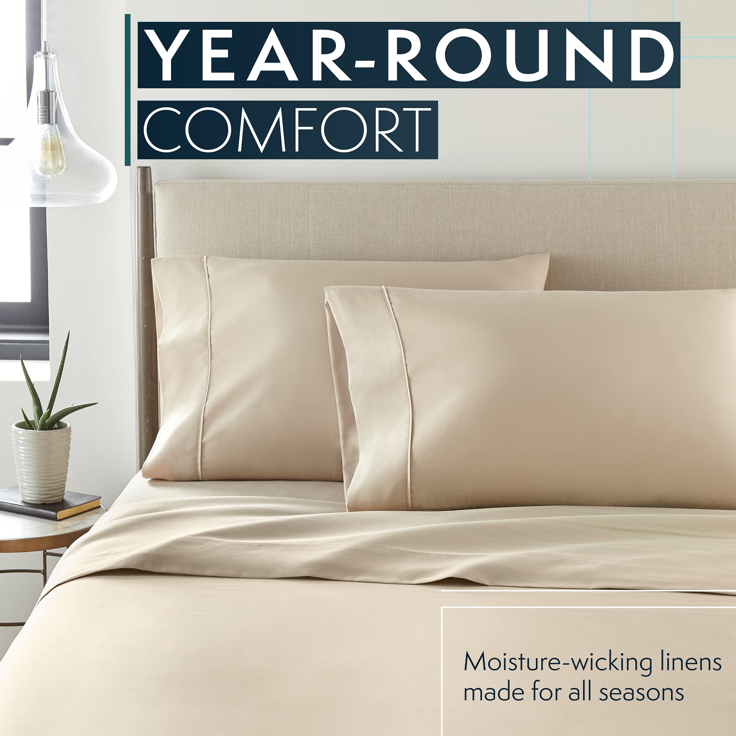 California King Sheet Sets, 4 pc Bed Sheets & Pillowcases Set - Machine Washable for Easy Care - Soft & Breathable All Season Microfiber Sheets with Deep Pockets - Taupe