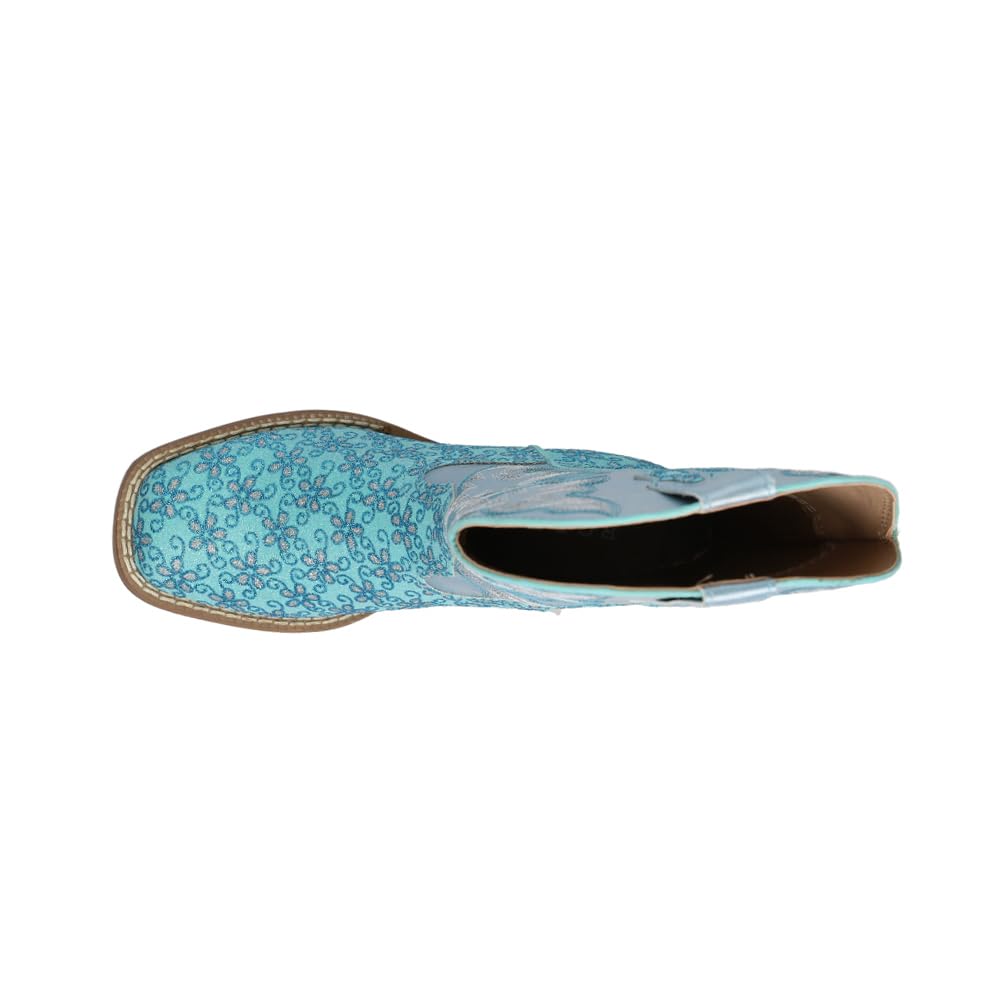 ROPER Kids Girls Glittery Floral Square Toe Casual Boots Mid Calf - Blue - Size 13 M