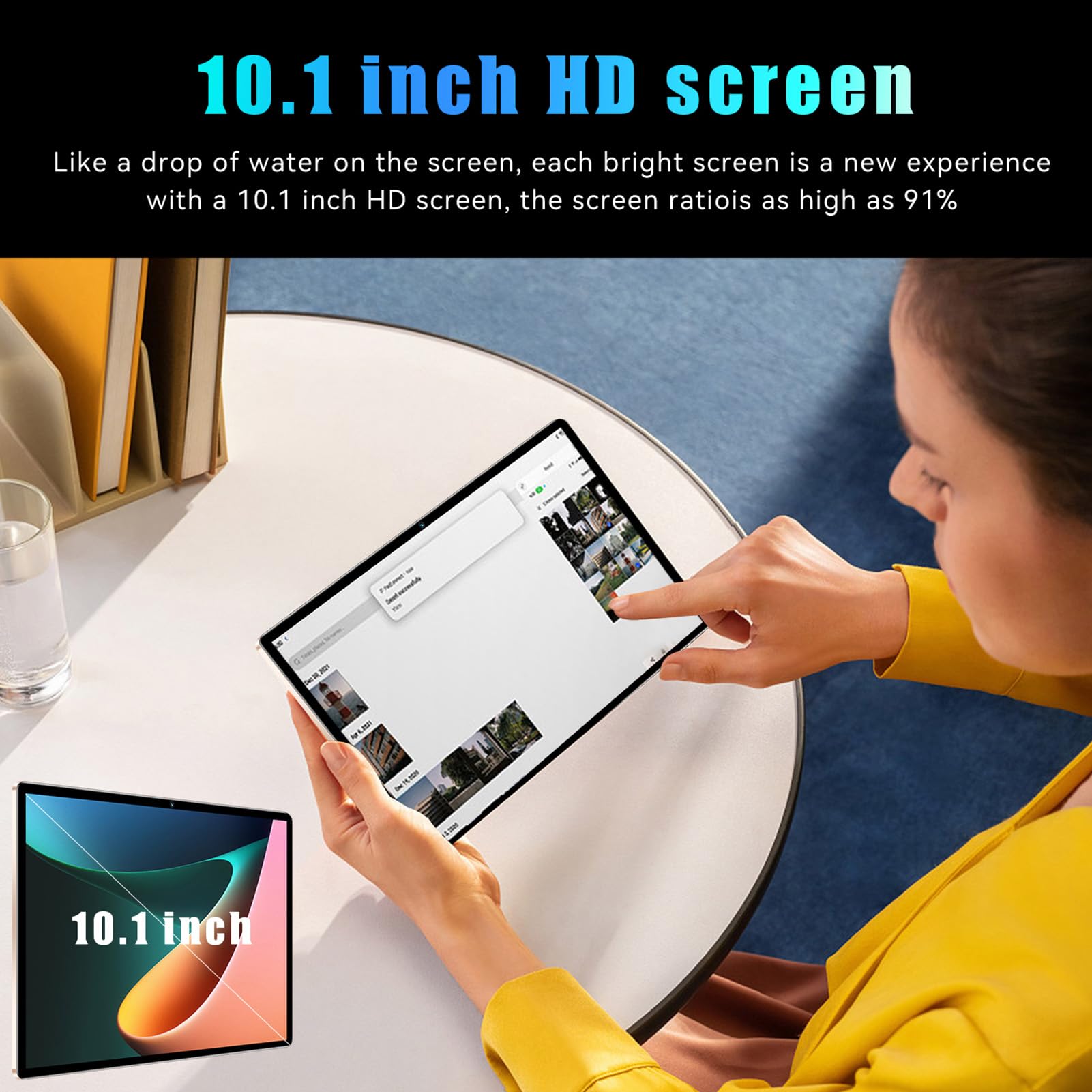 DAUZ Tablet PC, 10.1in LCD Aluminium Alloy Octa Core CPU Office Tablet for Family (US Plug)