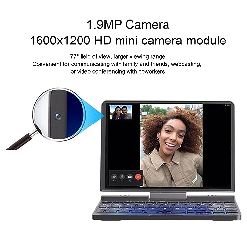 Dpofirs Mini Laptop for Windows11, 180 Flip 8 inch Touch Screen, 4 Core Alder Lake Processor LPDDR5 12GB, 10 Point Touch with Stylus, 3200mAh Business Laptop (12GB+128GB US Plug)