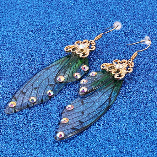 Iumer Imitation Cicada Wing Dangle Earring Hook Women Vintage Minimalist Party Wedding Long Drop Earring,Green
