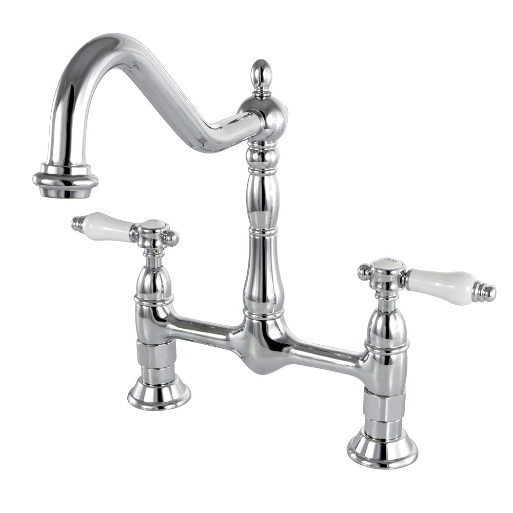 Kingston Brass KS1171BPL Bel-Air Bridge Kitchen Faucet, 8-3/4" In Spout Reach, Polished Chrome