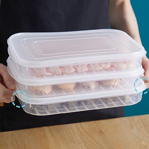 Tofficu 2Pcs Plastic Refrigerator Food Storage Containers, Stackable Refrigerator Organizer Bins with Lids, Fridge Organizers And Storage Containers for Meat, Fruits, Vegetable, Drinks