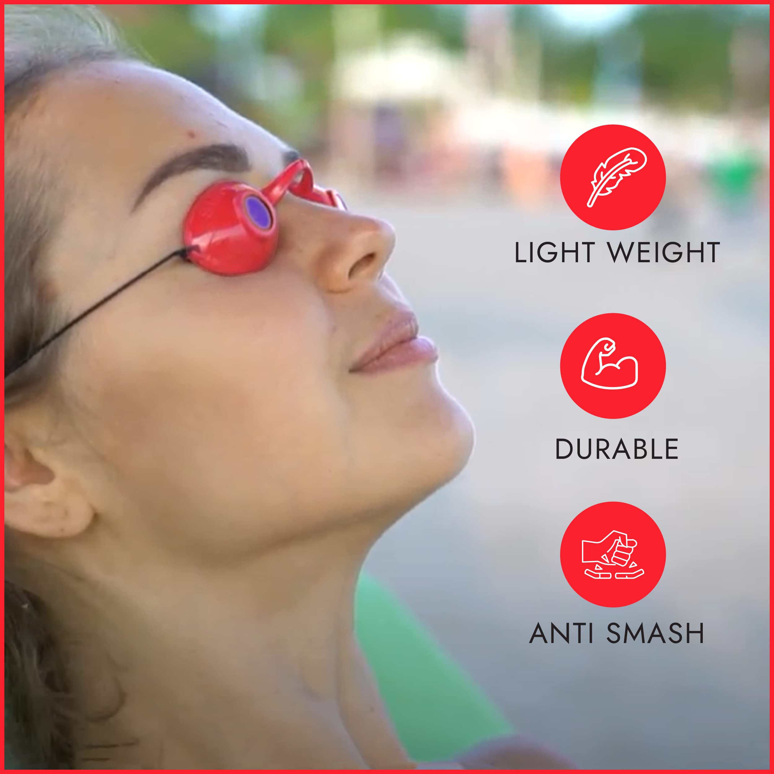 Super Sunnies UV Eye Protection, FDA Compliant Individual Tanning Bed Goggles Eyeshields, Glasses, With a Clear Case/Box (Red)