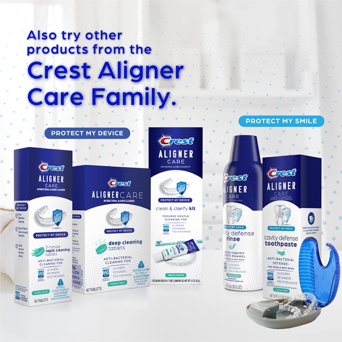 Crest Aligner Care Clean & Clarify Kit, Brush and 1.6 oz Cleansing Gel for Aligners, Retainers, Mouthguards
