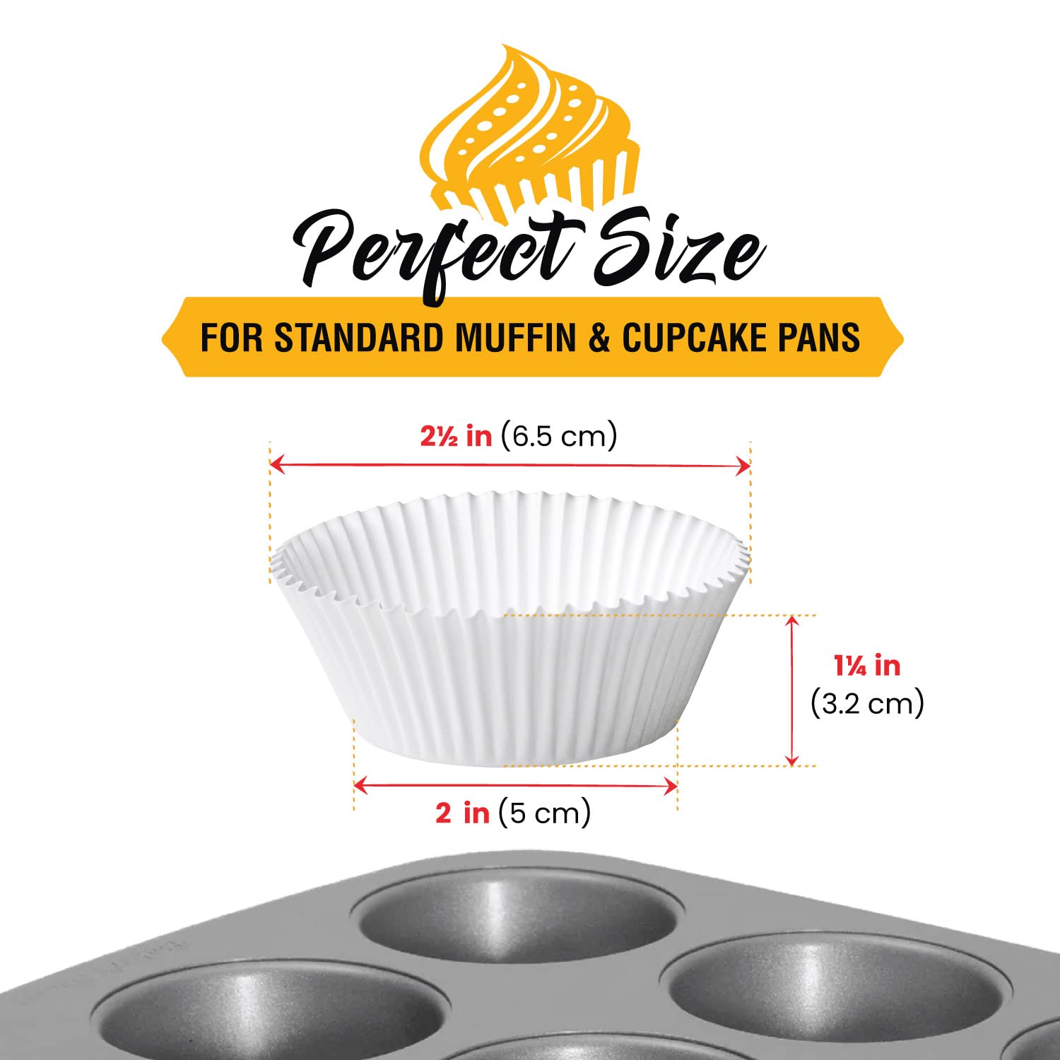 Cupcake Liners & Muffin Cups Pack of 600 | Grease Resistant Wrappers by Baker’s Signature – Will not Burn or Soak Through – Non-Toxic & Comes in Convenient Packaging