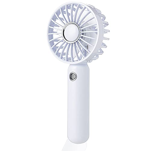 RNKRUN Mini HandHeld Portable Fan, Small Personal Battery Operated Fan Lash Fan Quiet usb Rechargeable 3 Speed Adjustable for Outside Travel Patios Indoor Shop Women Men Kids Girl Eyelash Makeup,white