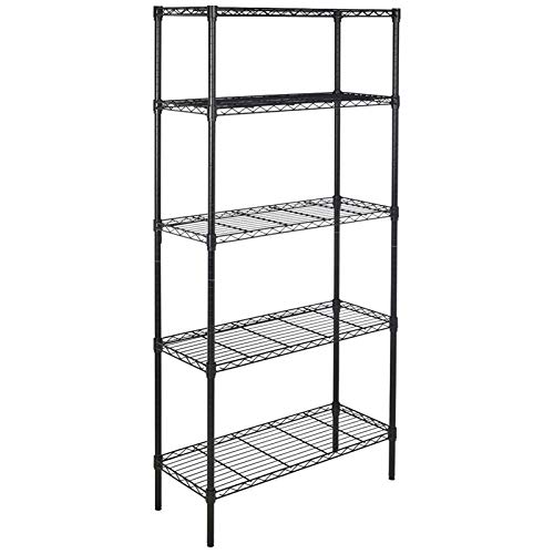 FATFISH 5-Shelf Shelving Unit with Shelf Liners Set of 5, Adjustable Heavy Duty Metal Wire Shelves, 350lbs Loading Capacity Per Shelf Storage Rack(35W X 14D X 71H) ,Black