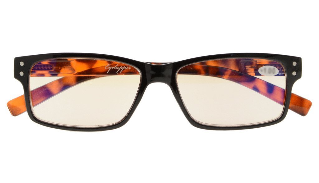 CessBlu Blue Light Filter,Computer Readers,Sleep Better Gaming Glasses(Black-DEMI Arm)+2.5