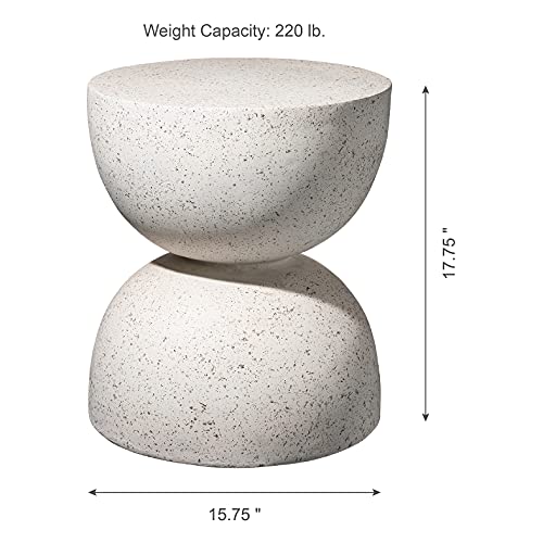 glitzhome Modern Decorative Garden Stool Heavy Duty Patio Sturdy Faux Terrazzo Garden Stool Side Table Plant Table for Indoor Covered Outdoor, 17.75”H, White