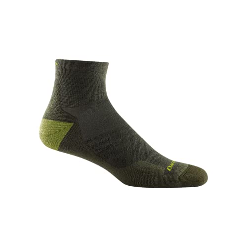 Darn Tough Men's Run 1/4 Ultra-Lightweight with Cushion - Large Fatigue Merino Wool Socks for Running