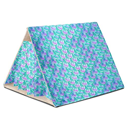 Green Mermaid Scale Pattern, Hamster House Habitat Bed for Small Animal Hamster Gerbils Chipmunks Squirrels Hedgehogs Guinea Pigs Habitat Decor
