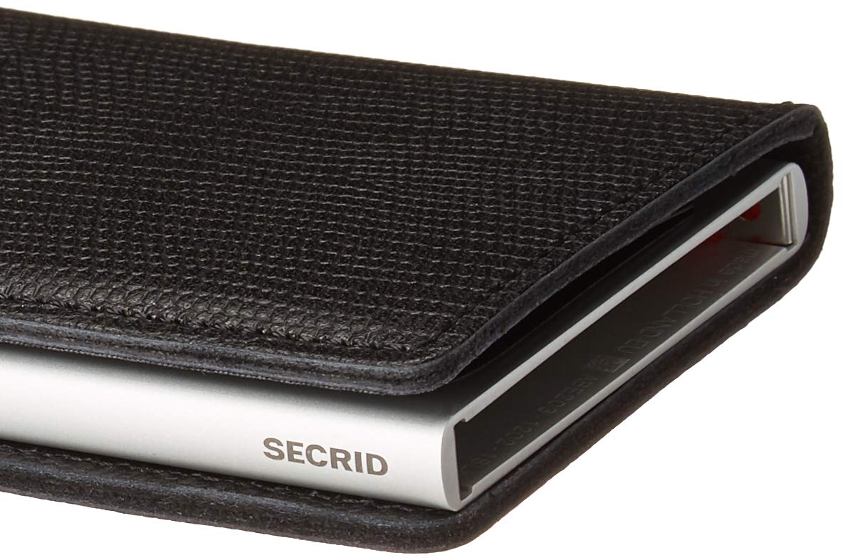 SECRID Slim Wallet Genuine Rango Leather RFID Safe Card Case for Max 12 Cards (Black)