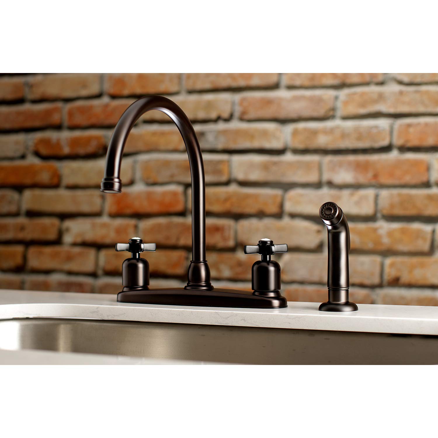 Kingston Brass FB795ZXSP Millennium 8" Centerset Kitchen Faucet, Oil Rubbed Bronze