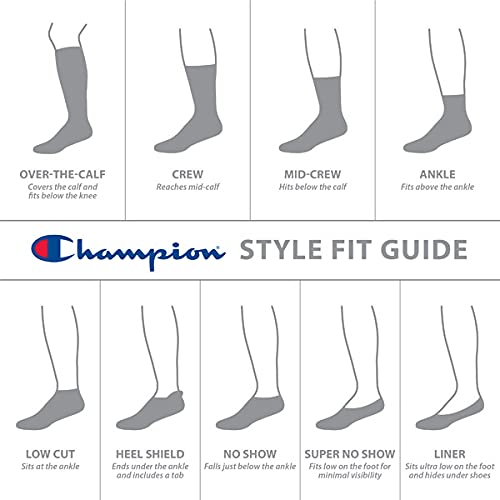 Champion mens Champion Men's Double Dry 6 Or 12 Pack Cotton-rich No Show Running Sock, Black (12 Pack), US