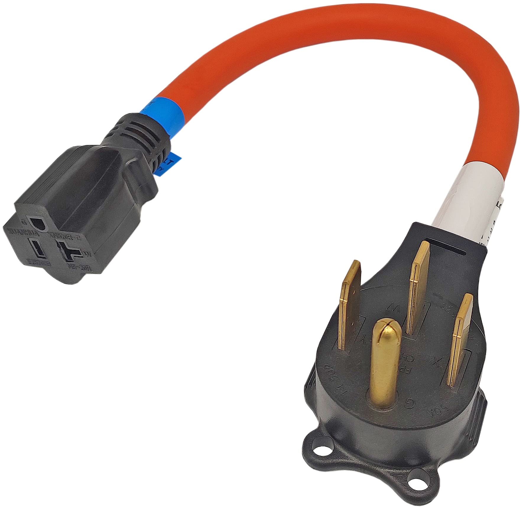 Fullsky FC-14552T Male 30A dryer plug 14-30P to 5-15R or 5-20R adapter 4 prong to 3 prong 20A output 125V