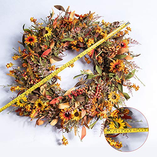 JINGHONG Fall Wreaths for Front Door 24 Inch Artificial Fall Wreath Large Autumn Wreath for Outside Harvest Thanksgiving Decor