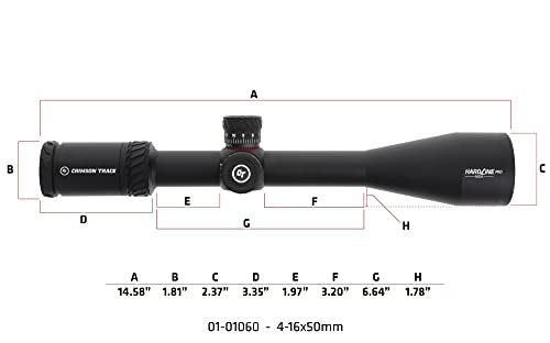 Crimson Trace Hardline Pro 4-16x50mm Riflescope with SFP, Illuminated MR1-MOA Reticle, Zero Stop, Lightweight Solid Construction, Scope Caps and Lens Cloth for Hunting, Shooting and Outdoor