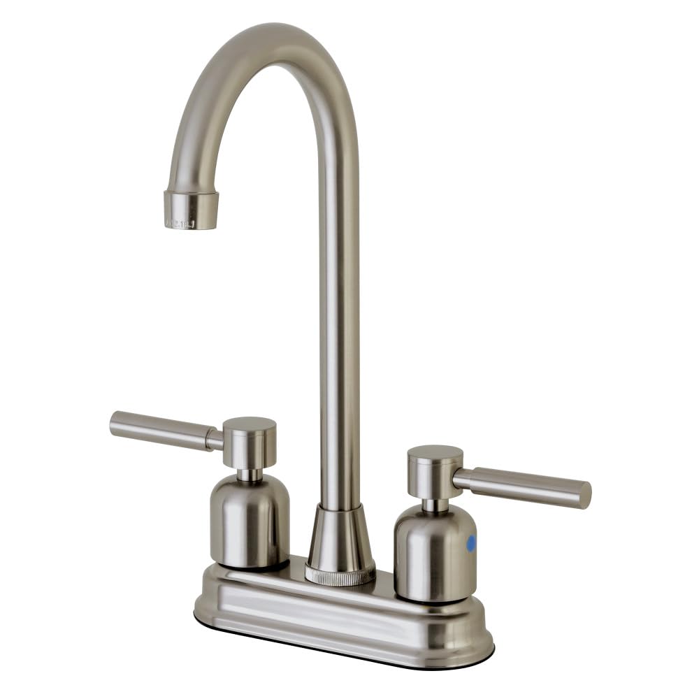 Kingston Brass FB498DL Concord 4-Inch Center Set High-Arch Bar Faucet, Brushed Nickel