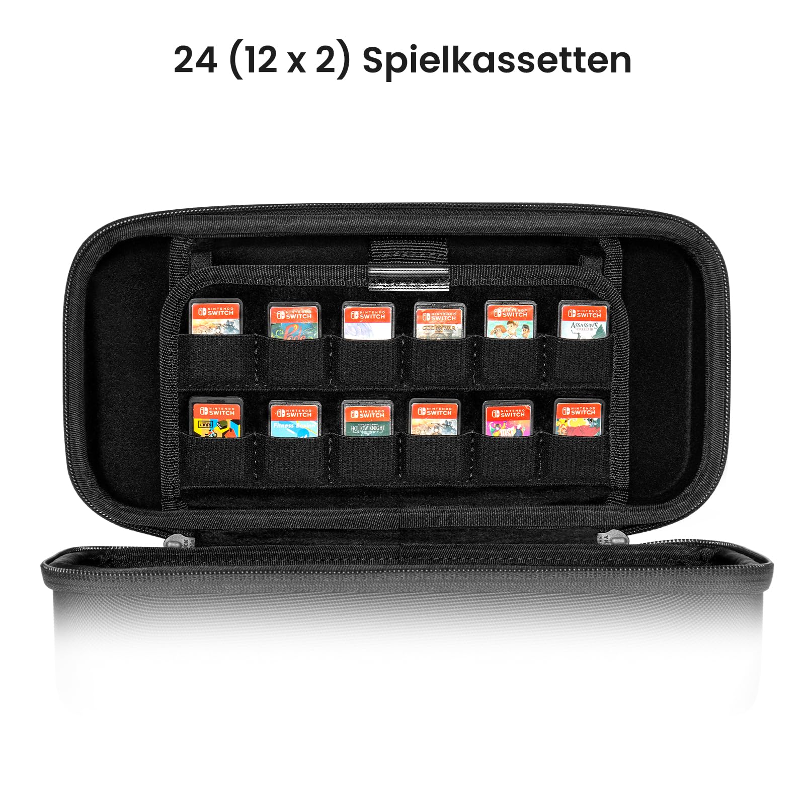 tomtoc Carrying Case for Nintendo Switch/OLED Model, Large Travel Switch Case with Pocket for Pro Controller, Joy con Grip or AC Adapter, Protective Portable Carry Case with 24 Game Cartridges