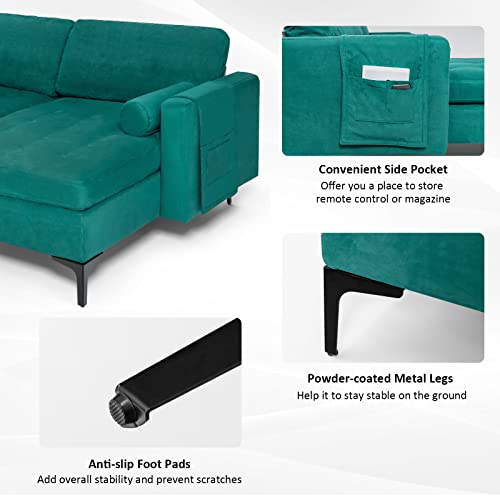 KOMFOTT 97-Inch Extra Large Convertible Sectional Sofa Couch, 3-Seat L Shaped Sofa with Reversible Chaise Lounge, Power Socket & 2 USB Ports, 2 Bolsters, Modular Sleeper Sofa Couch for Living Room