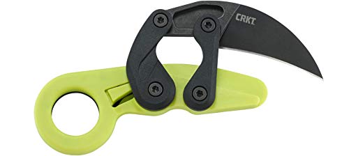 CRKT Provoke Zap Kinematic EDC Folding Pocket Knife: Morphing Karambit, Black Stonewash Stainless Steel Blade, Green Grivory Handle with Integrated Safety Lock, Low Profile Pocket Clip 4041G