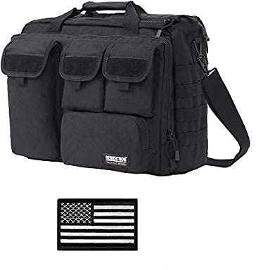 Seibertron 17.3" Shoulder Bag Black and Embroidery US Flag Black