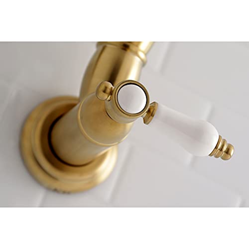 Kingston Brass KS3107BPL Wall Mount Pot Filler Kitchen Faucet, Brushed Brass