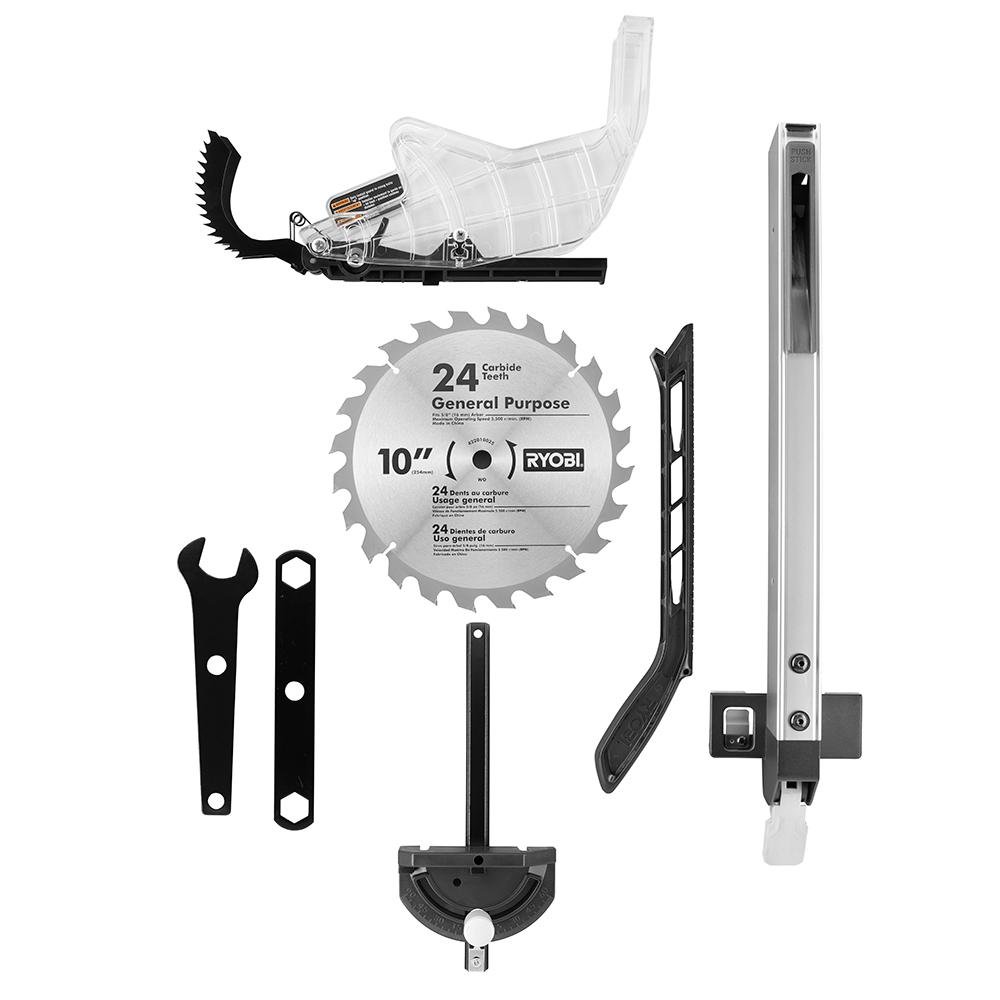 Ryobi 10 in. Portable Table Saw with Rolling Stand with a Powerful 15 Amp Motor and Onboard Storage, Ideal for Woodworking, Home Repair and Renovation Projects