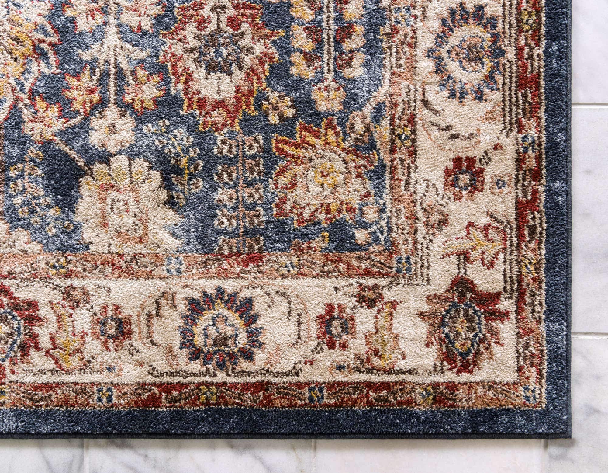 Unique Loom Utopia Collection Traditional Classic Vintage Inspired Area Rug with Warm Hues, 9' x 12' 2" Rectangle, Light Blue/Burgundy