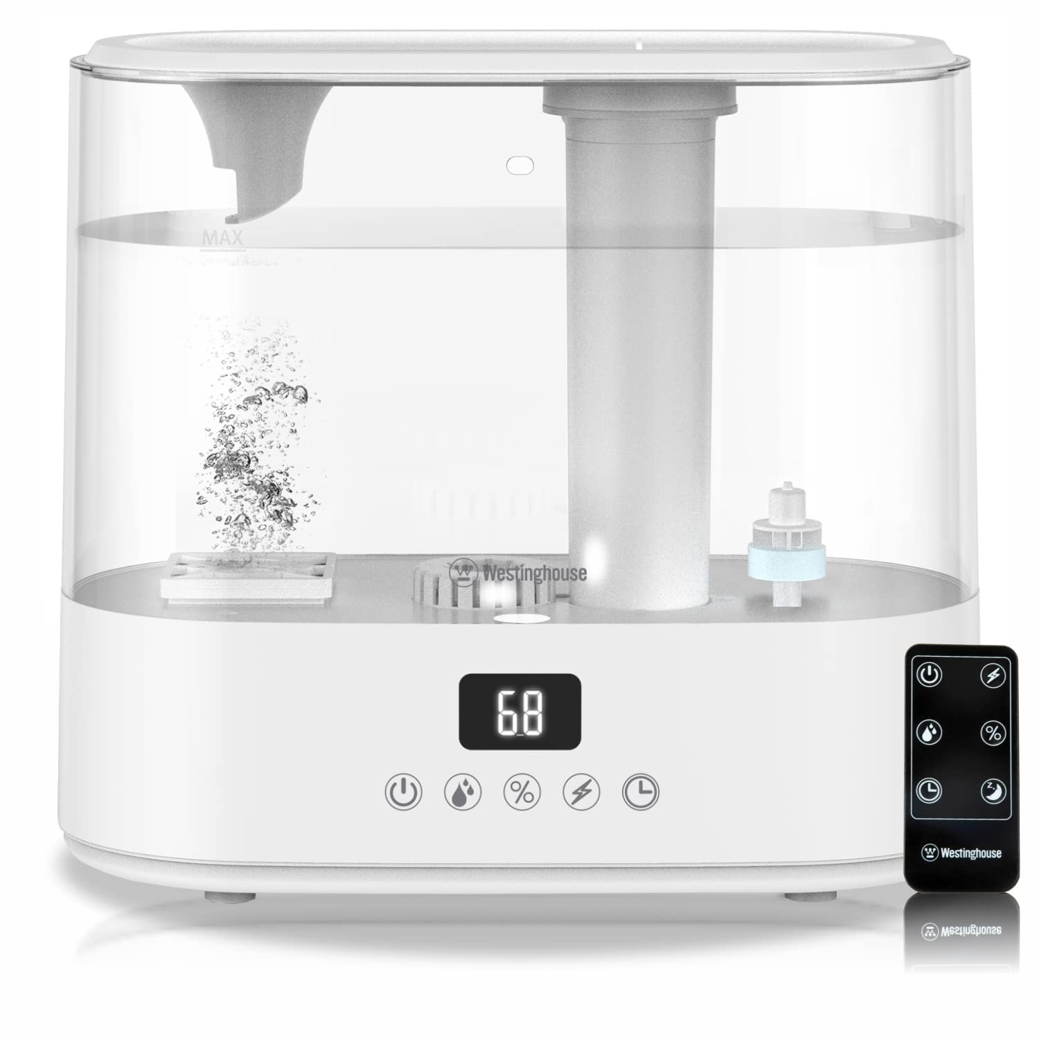 Westinghouse Humidifier and Air Purifier all in one combo with Smart Humidity Sensor Control for Bedrooms with Essential Oil Diffuser and Remote, Black