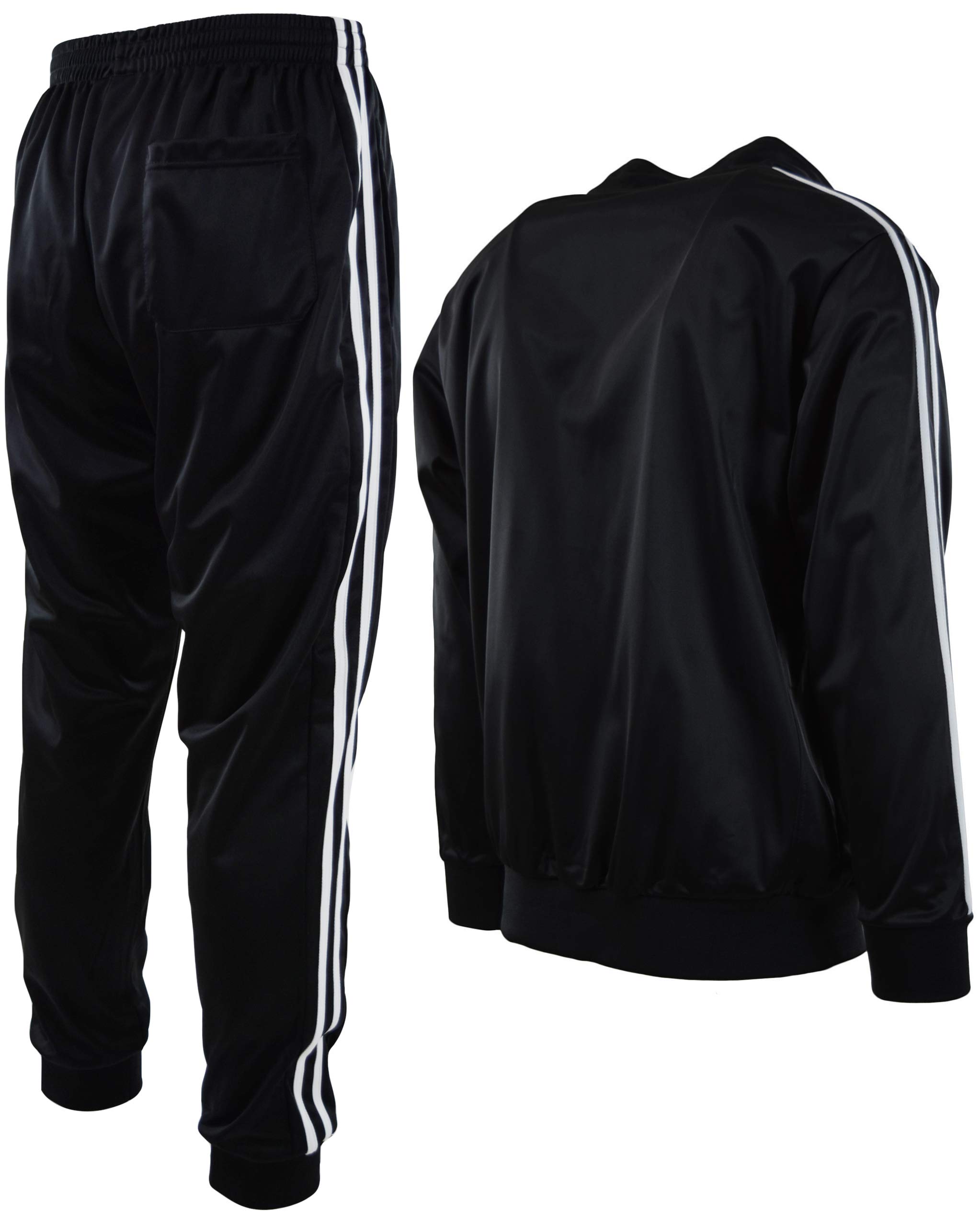 ChoiceApparel Mens Athletic 2 Piece Tracksuit Set (3XL, 888-Black)