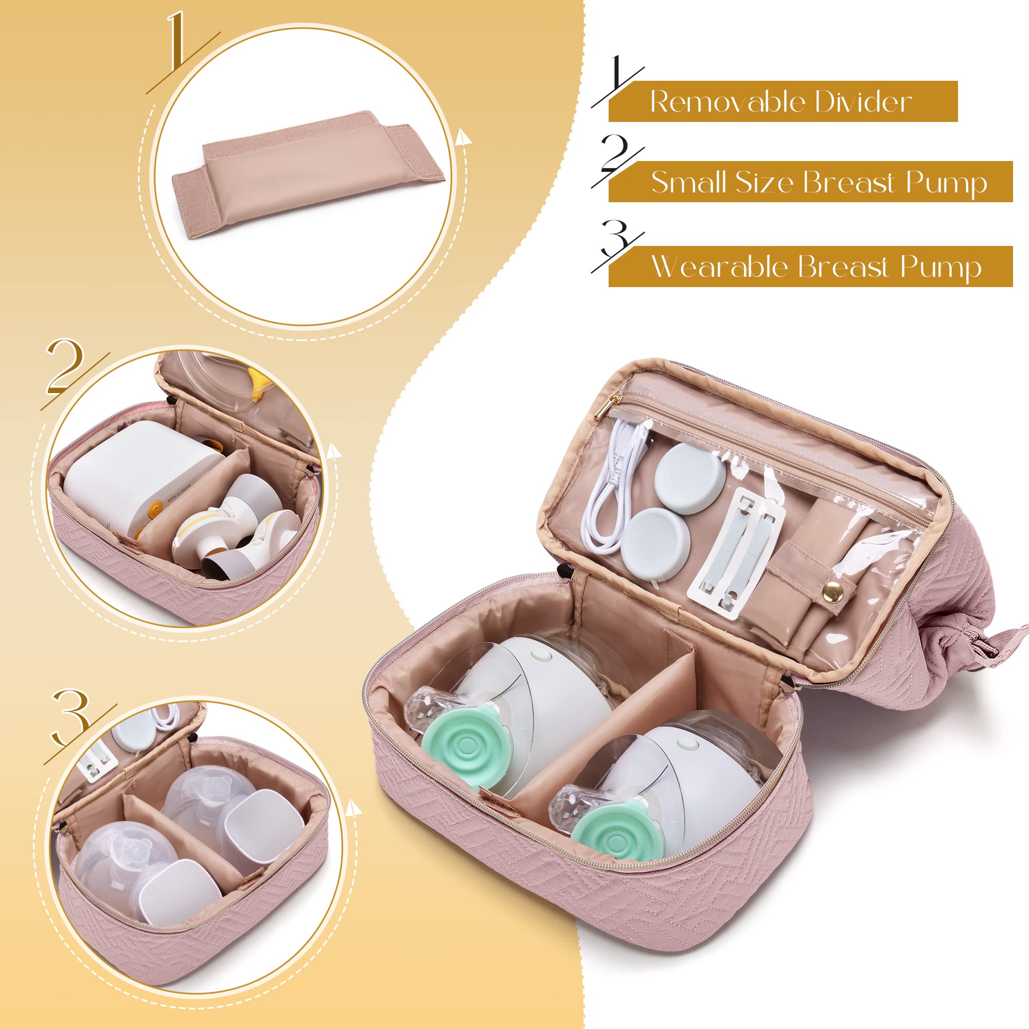Fasrom Wearable Breast Pump Bag Bundle with Breastmilk Cooler Bag with Ice Pack Fits 4 Baby Bottles up to 5 Ounce
