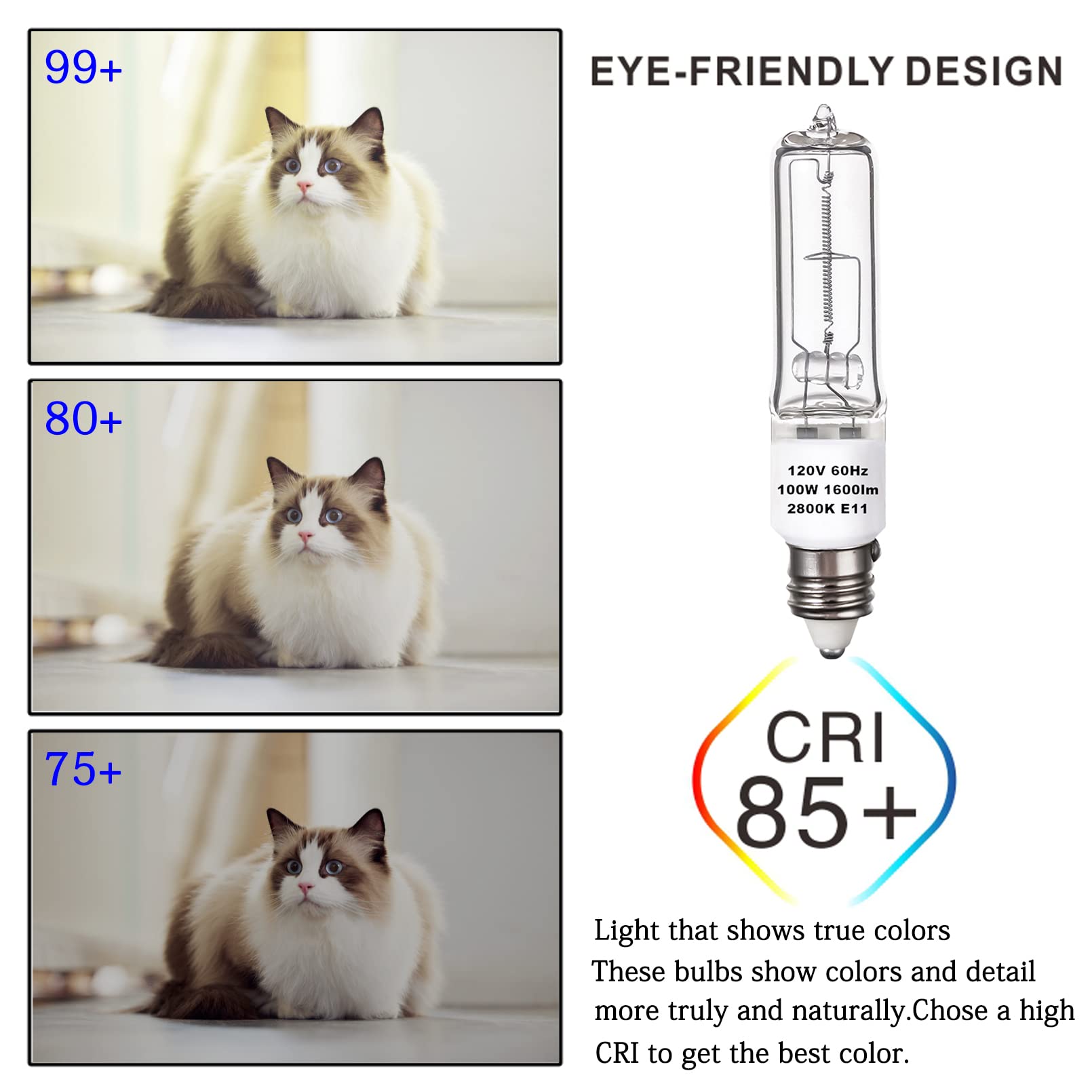 CMYBEN 4 Pack T4 JDE11 100W Dimmable Mini Candelabra Base Light Bulb, JDE11 120V 100W 1600lm 2800K for Chandeliers, Pendants, Table Lamps, Cabinet Lighting